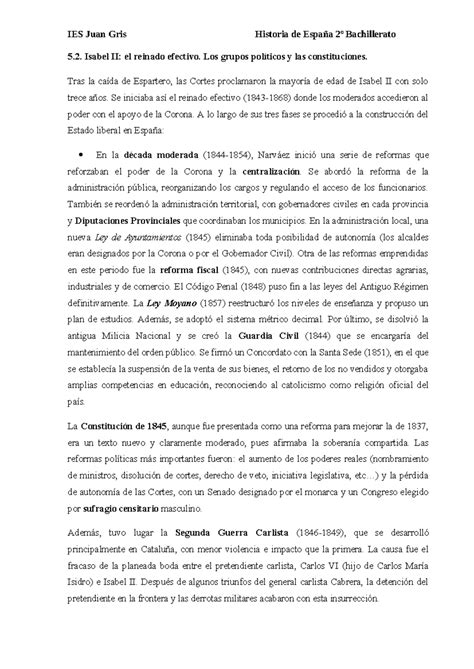 52 Isabel Ii El Reinado Efectivo Los Grupos Políticos Y Las