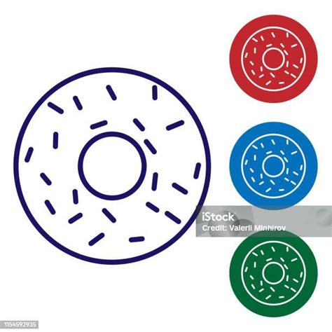 흰색 배경에 고립 된 달콤한 유약 아이콘 블루 도넛 원 버튼의 색상 아이콘을 설정 합니다 벡터 일러스트 귀여운에 대한 스톡 벡터 아트 및 기타 이미지 Istock