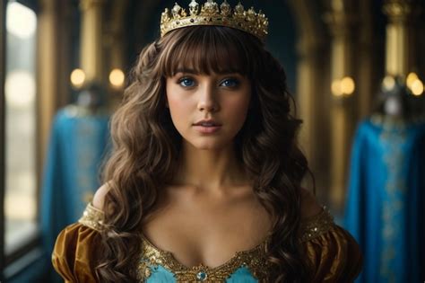 Premium Photo Beautiful Cartoon Girl With Blue Shiny Dress Like A