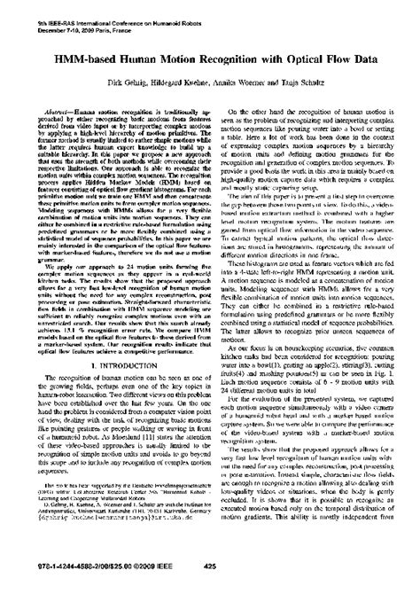 Pdf Hmm Based Human Motion Recognition With Optical Flow Data