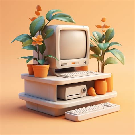 Free Photo View Of 3d Retro Computer With Cathode Ray Tube