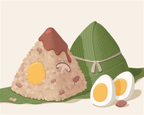 Delicious Rice Dumplings With Salted Egg Yolk Shitake Peanuts And