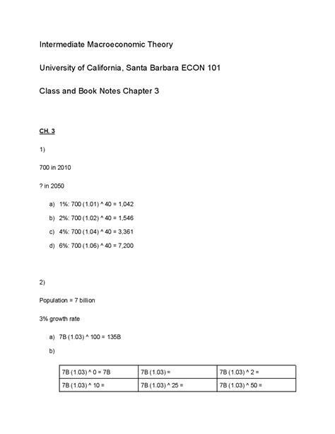 Ucsb Econ 101 Intermediate Macroeconomic Theory Chapter 3 Class Notes