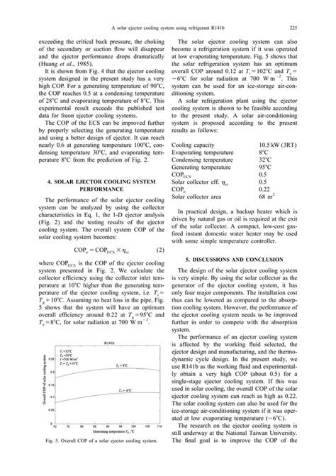 A Solar Ejector Cooling System Using Refrigerant R141b Pdf Weather Science