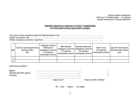 ТӨРИЙН АЛБАНЫ ШАЛГАЛТ ӨГӨХ БОЛЗОЛ БОЛОН ШАТЛАН ДЭВШҮҮЛЭХ СОНГОН ШАЛГАРУУЛАХ ЖУРАМ Боловсрол