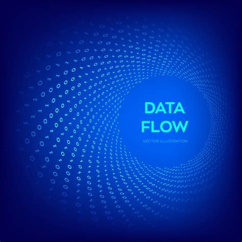 Premium Vector Data Flow Digital Code Binary Data Flow Virtual Tunnel Warp
