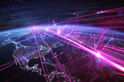 Global Digital Network Connecting Continents From Space Stock Illustration Illustration Of