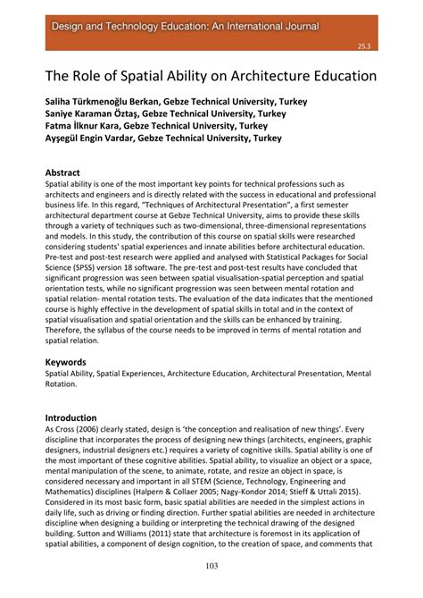 Pdf The Role Of Spatial Ability On Architecture Education