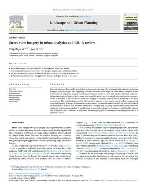 Pdf Street View Imagery In Urban Analytics And Gis A Review