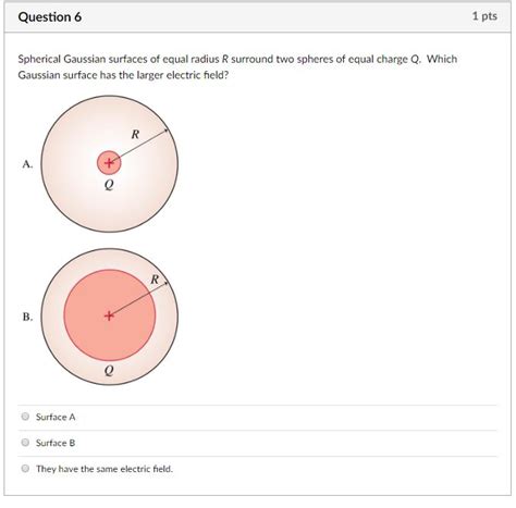 Solved Question 6 1 Pts Spherical Gaussian Surfaces Of Equal