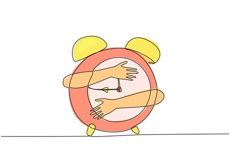 Single One Line Drawing Of Hands Hugging Alarm Clock Business Decisions Taken Will Determine