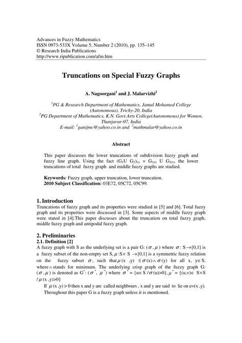 Pdf 105 Truncations On Special Fuzzy Graphs