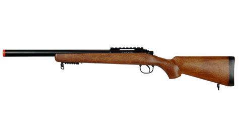 Mb02wab Well Mb02w Sbr Airsoft Sniper Rifle W Scope And Bipod Wood