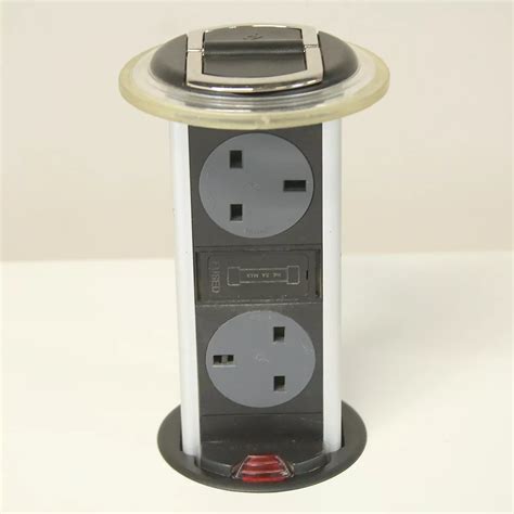 Black Silver Pop Up Power Module Lof Office Furniture