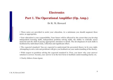 PDF Electronics Part 1 The Operational Amplifier Op