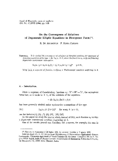 Pdf On The Convergence Of Solutions Of Degenerate Elliptic Equations In Divergence Form