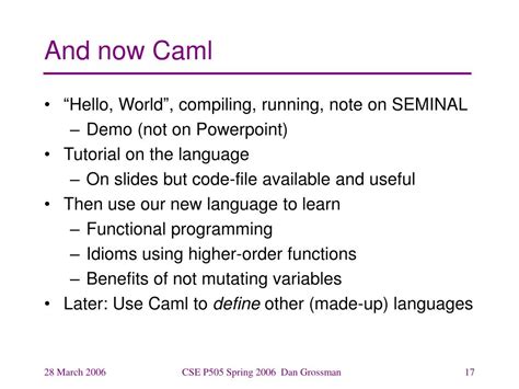 Ppt Csep505 Programming Languages Lecture 1 Intro Caml Functional