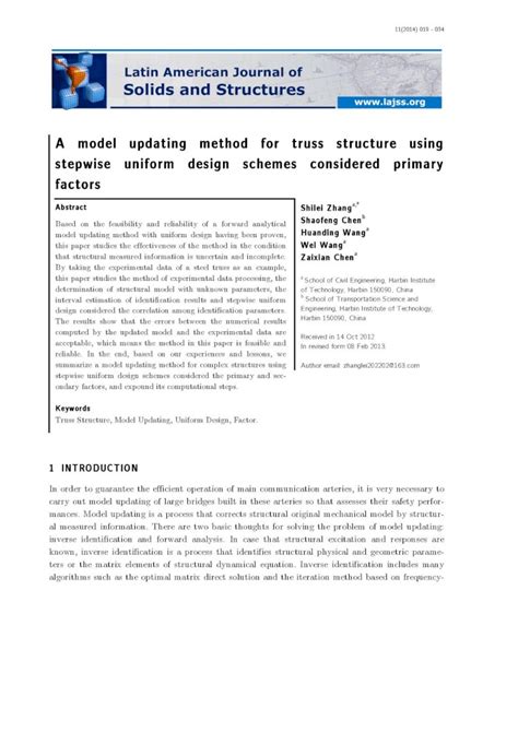 pdf a model updating method for truss structure using stepwise … · model updating method with