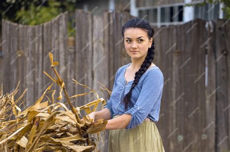 Premium Photo Vintage Portrait Of A Sexy Girl With Corn Concept Of Rural Harvesting