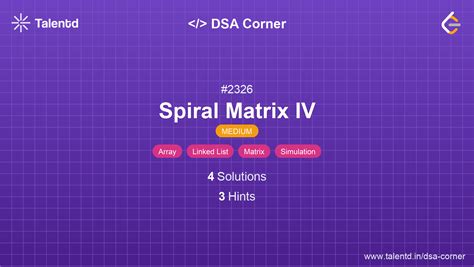 Spiral Matrix Iv Dsa Problem Talentd