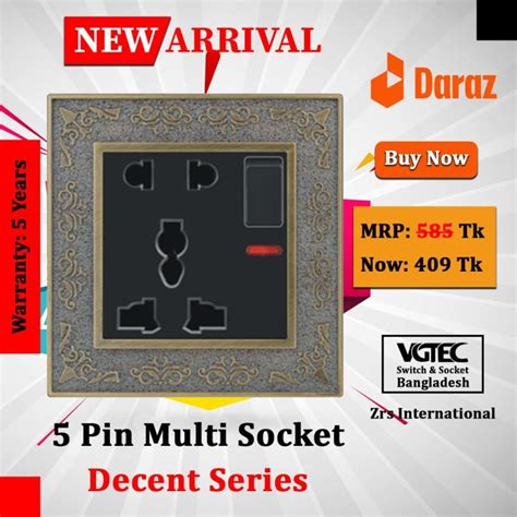 VGTEC 5 Pin Multi Socket Decent Seriws Daraz Com Bd
