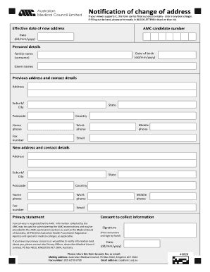 Fillable Online D E Nzxg Cf S Cloudfront Change Of Address Australian Medical Council Fax