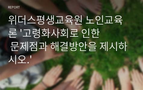 위더스평생교육원 노인교육론 고령화사회로 인한 문제점과 해결방안을 제시하시오 레포트