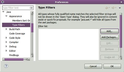 Java Eclipse Blacklist Types From Code Completion Stack Overflow