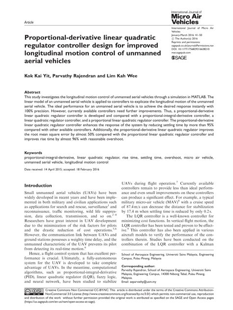Pdf Proportional Derivative Linear Quadratic Regulator Controller