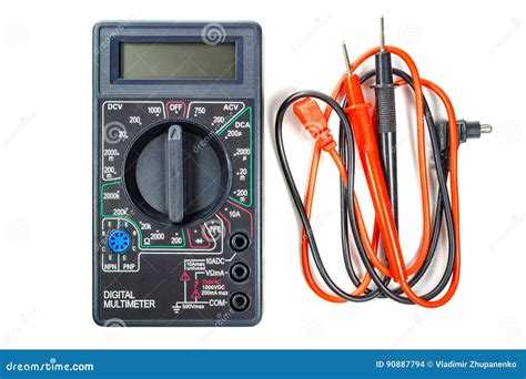 Digital Multimeter With Red And Black Probes Isolated On White Background Royalty Free Stock