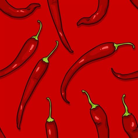 만화 칠리 페퍼스의 원활한 벡터 패턴 프리미엄 벡터