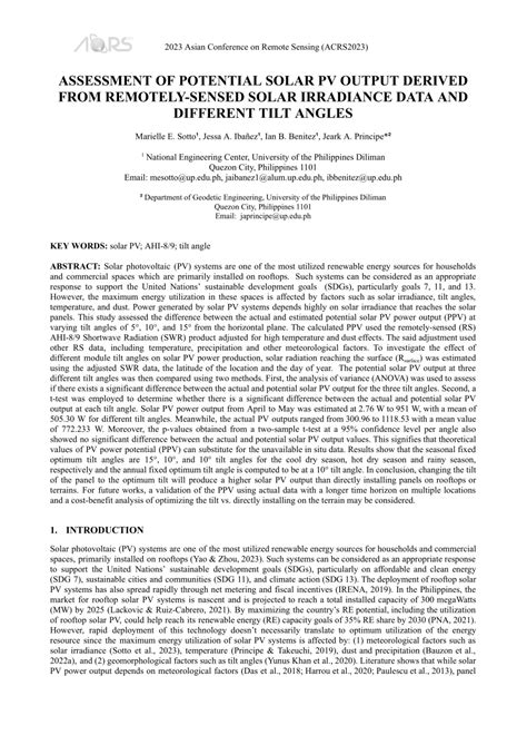 Pdf Assessment Of Potential Solar Pv Output Derived From Remotely Sensed Solar Irradiance Data