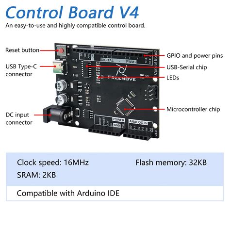 Freenove Ultimate Starter Kit For Arduino UNO R3 V4 274 Page Detailed
