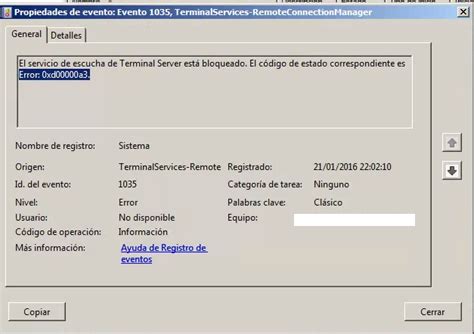 Error 0xd00000a3 Rdp Windows 2008 Server