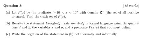 Solved Question Marks A Let P X Be The Predicate Chegg Com