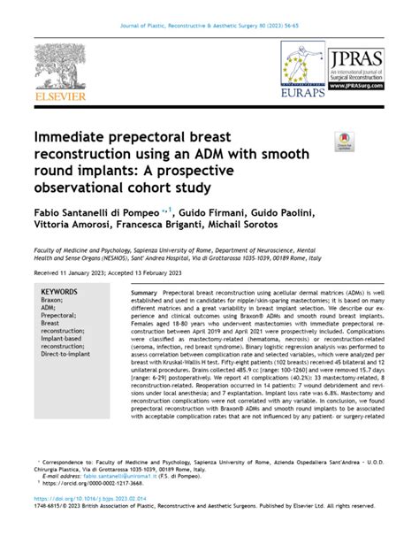 Immediate Prepectoral Breast Reconstruction Using Pdf Mastectomy Plastic Surgery