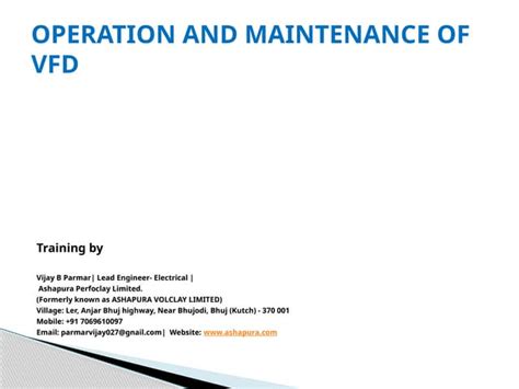 Vfd Training About The Engineering How It Is Operate Pptx