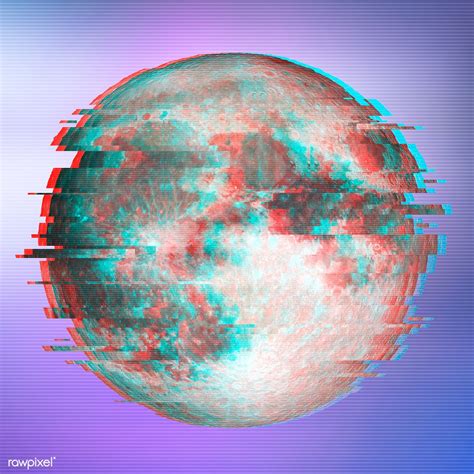 Full Moon With A Glitch Effect On A Purple Background Premium Image By Donlaya
