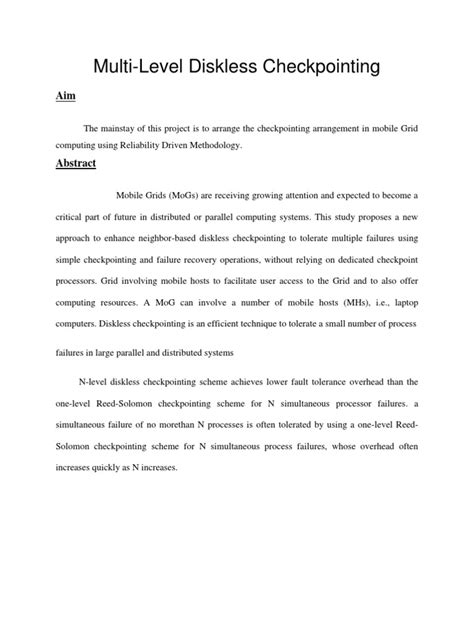 1multi Level Diskless Checkpointing Pdf Grid Computing Parallel