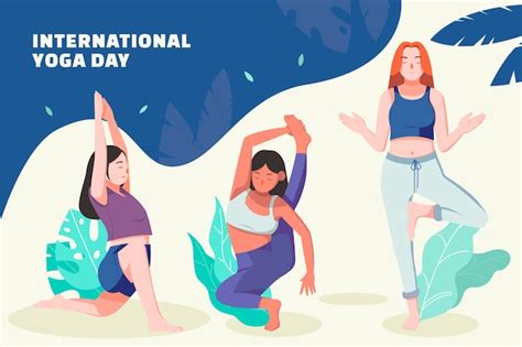 국제 요가의 날 축하를 위한 평평한 배경 무료 벡터