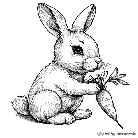 Bunny With Carrot Coloring Pages Free And Printable