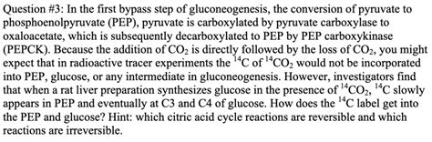 Solved Question 3 In The First Bypass Step Of Gluconeogenesis The Conversion Of Pyruvate To