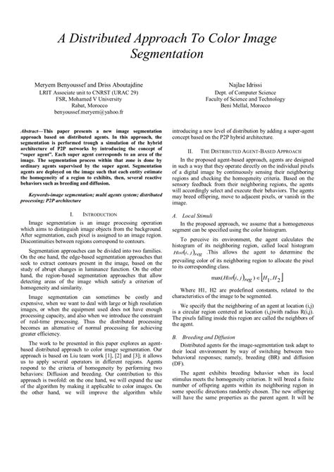 Pdf A Distributed Approach To Color Image Segmentation