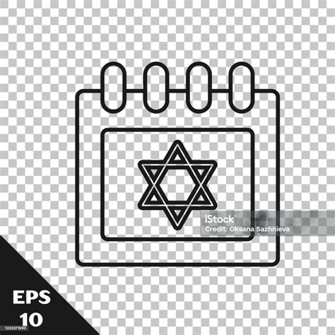 투명 한 배경에 고립 된 데이비드 아이콘의 별과 검은 선 유대인 달력입니다 하누카 달력 일 벡터 일러스트레이션 0명에 대한 스톡 벡터 아트 및 기타 이미지 Istock