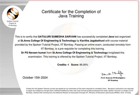 Sumedha Sarvani Satuluri On Linkedin Java Certification Techjourney Spokentutorial