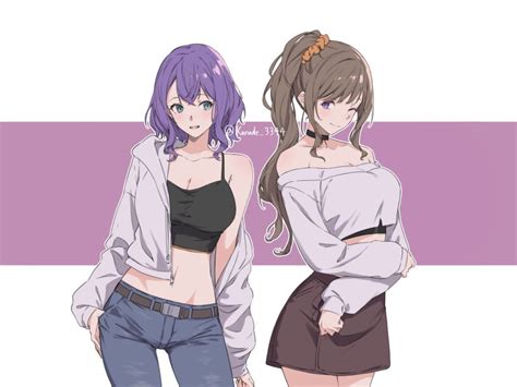 Kanade Kanade 3344 Hidaka Saori Mizushima Marika D4dj Commentary Highres 2girls Belt