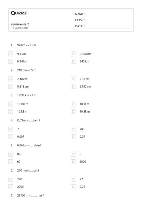 50 Measurement And Equivalence Worksheets For 3rd Class On Quizizz Free And Printable