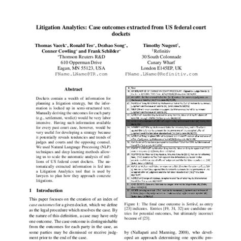 Litigation Analytics Case Outcomes Extracted From Us Federal Court Dockets Acl Anthology