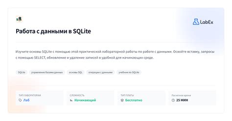 Работа с данными в Sqlite Labex