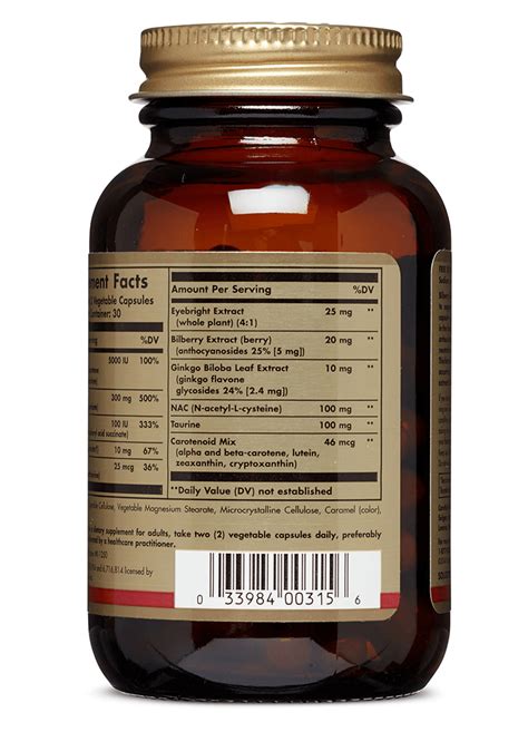 Solgar | Bilberry Ginko Eyebright Complex | 60 Caps | Yan Health